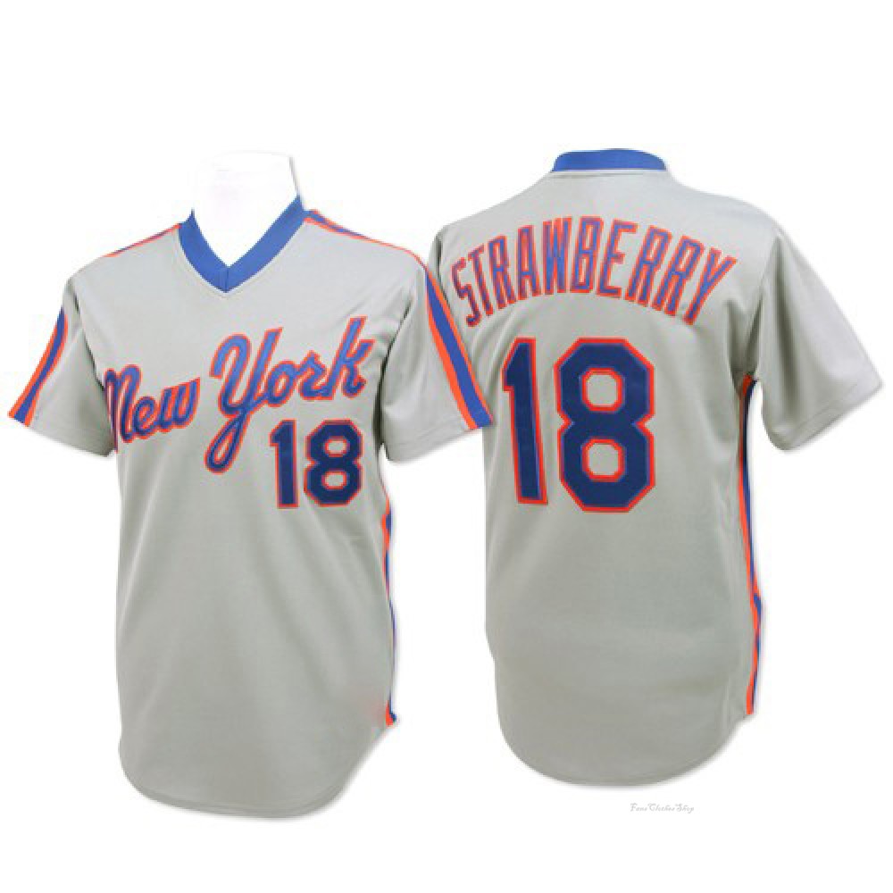 Men's Darryl Strawberry New York Mets Authentic Grey Throwback Jersey ...